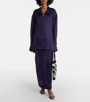 Khaite Chenton Silk Organza Maxi Skirt - Blue