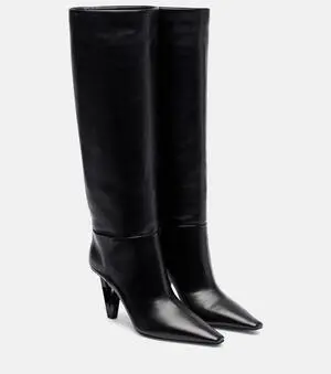Versace 85 Leather Knee-high Boots - Black