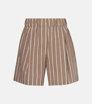 Brunello Cucinelli Striped Cotton-blend Bermuda Shorts - Brown