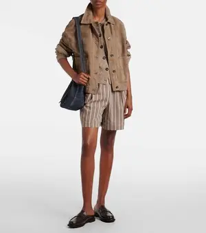 Brunello Cucinelli Striped Cotton-blend Bermuda Shorts - Brown