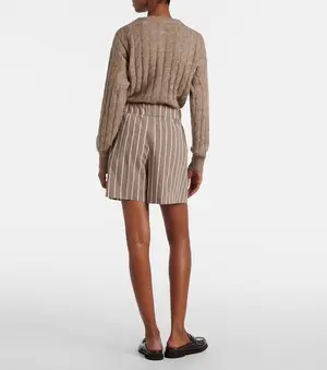 Brunello Cucinelli Striped Cotton-blend Bermuda Shorts - Brown