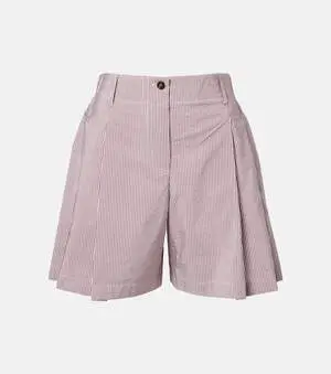Brunello Cucinelli Striped Cotton-blend Bermuda Shorts - Purple