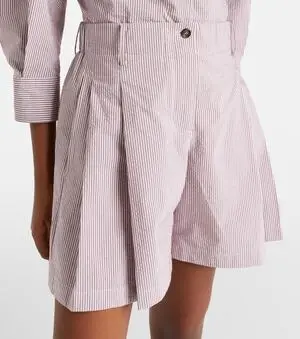 Brunello Cucinelli Striped Cotton-blend Bermuda Shorts - Purple