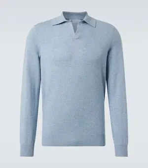 Brunello Cucinelli Cashmere Polo Sweater - Blue