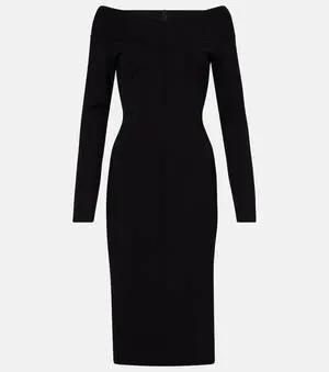Stella McCartney Off-shoulder Jersey Midi Dress - Black