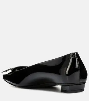 ROGER VIVIER Belle Vivier Patent Leather Ballet Flats - Black