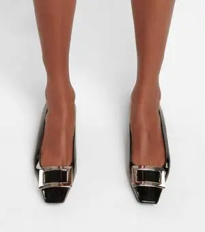 ROGER VIVIER Belle Vivier Patent Leather Ballet Flats - Black