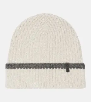 Brunello Cucinelli Monili Cashmere Beanie - White