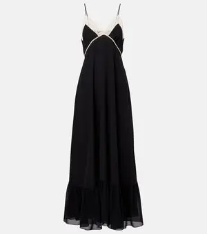 Chloé Lace-trimmed Silk Chiffon Maxi Dress - Black