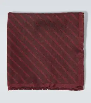 Brunello Cucinelli Striped Silk Pocket Square - Burgundy