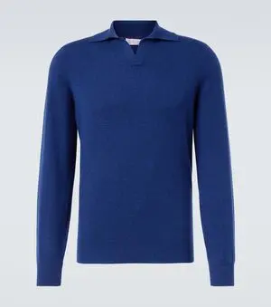 Brunello Cucinelli Cashmere Polo Sweater - Blue