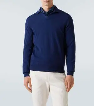Brunello Cucinelli Cashmere Polo Sweater - Blue