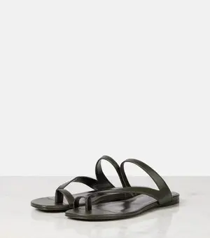 Khaite Aimee Leather Slides - Green