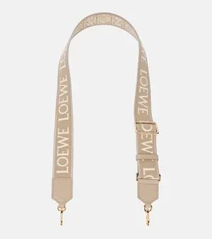 Loewe Anagram Leather-trimmed Strap - Beige