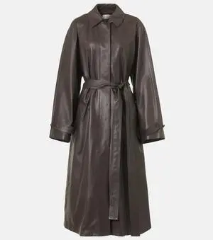 THE ROW Ryota Leather Wrap Coat - Brown