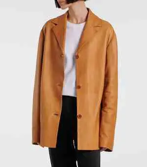 THE ROW Fabian Leather Jacket - Beige