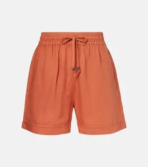 Brunello Cucinelli Linen And Cotton Bermuda Shorts - Orange
