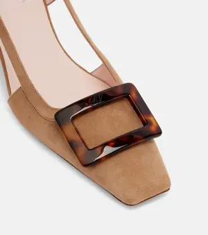 ROGER VIVIER Belle Vivier 45 Suede Slingback Pumps - Brown