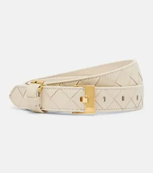 Bottega Veneta Intrecciato Leather Belt - Beige