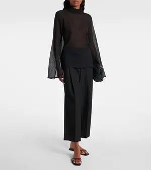 TOTEME Cotton And Silk Mock Neck Top - Black
