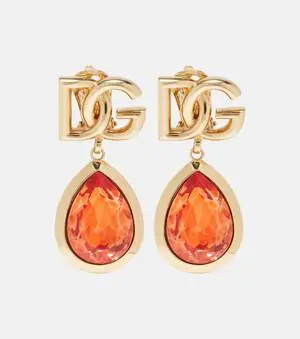 Dolce & Gabbana Dg Crystal-embellished Clip-on Earrings - Gold