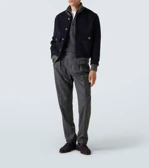 Brunello Cucinelli Herringbone Cashmere Half-zip Sweater