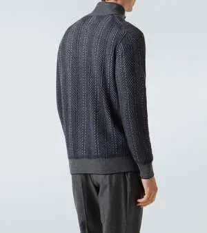 Brunello Cucinelli Herringbone Cashmere Half-zip Sweater