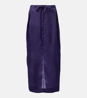 Khaite Chenton Silk Organza Maxi Skirt - Blue
