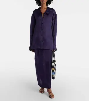 Khaite Chenton Silk Organza Maxi Skirt - Blue