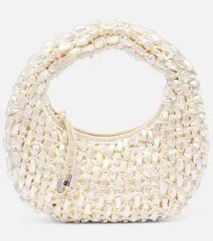 Staud Reef Crochet Embellished Shoulder Bag - White