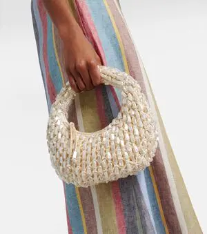 Staud Reef Crochet Embellished Shoulder Bag - White
