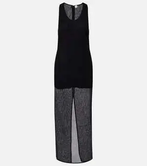 TOTEME Semi-sheer Cotton And Silk Maxi Dress - Black