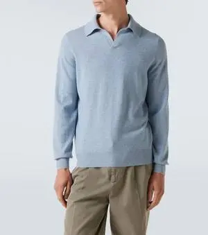 Brunello Cucinelli Cashmere Polo Sweater - Blue