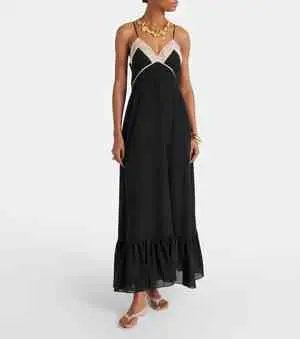 Chloé Lace-trimmed Silk Chiffon Maxi Dress