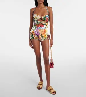 Dolce & Gabbana Cutout Floral Cotton Crop Top