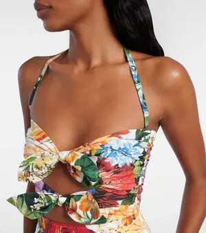Dolce & Gabbana Cutout Floral Cotton Crop Top