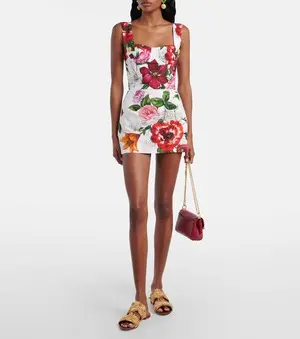 Dolce & Gabbana Floral Cotton Poplin Bustier Dress