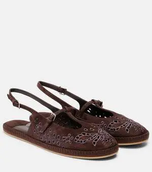 JIMMY CHOO Aimee Embroidered Suede Espadrilles