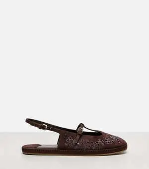 JIMMY CHOO Aimee Embroidered Suede Espadrilles