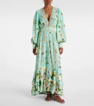 Camilla Floral Silk Crepe Maxi Dress