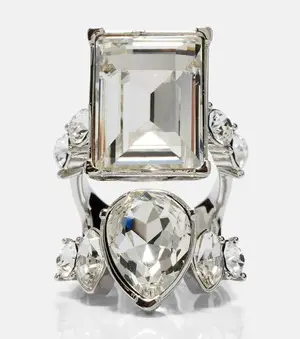 Alexander McQueen Cocktail Crystal-embellished Ring - Silver