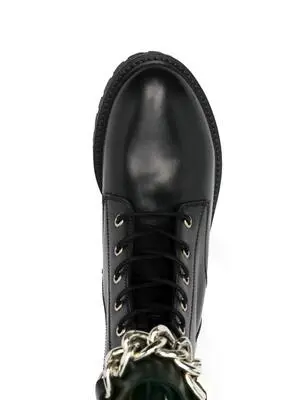 Geox Hoara Leather Combat Boots - Black