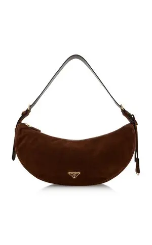Prada Demi-lune Large Suede Shoulder Bag