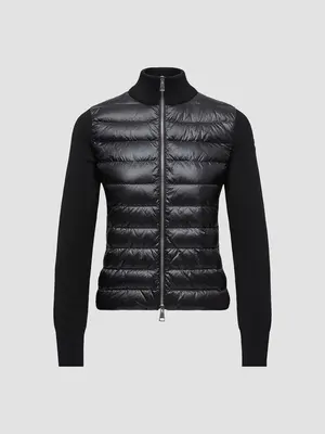 Moncler Down-filled Cardigan In Wool - Black