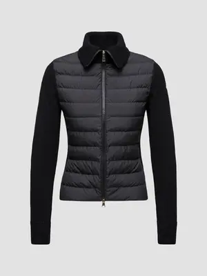 Moncler Down-filled Cardigan In Wool - Black