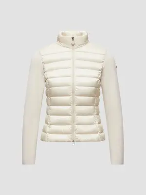 Moncler Down-filled Cardigan In Wool - White