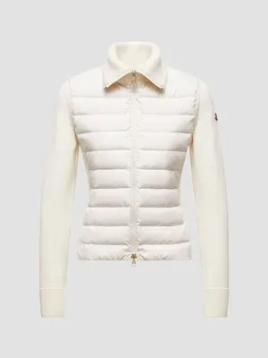 Moncler Down-Filled Cardigan In Wool White