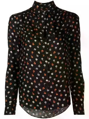Saint Laurent Floral-print Long-sleeve Blouse