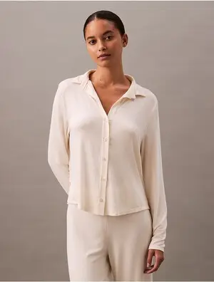 Calvin Klein Ultra Soft Modal Button-down Shirt - Ivory