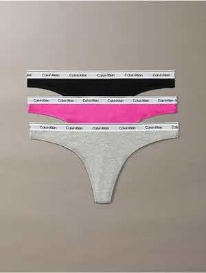Calvin Klein Icon Logo 3-pack Low Rise Thong - Black/grey Heather/ Stunning Orchid